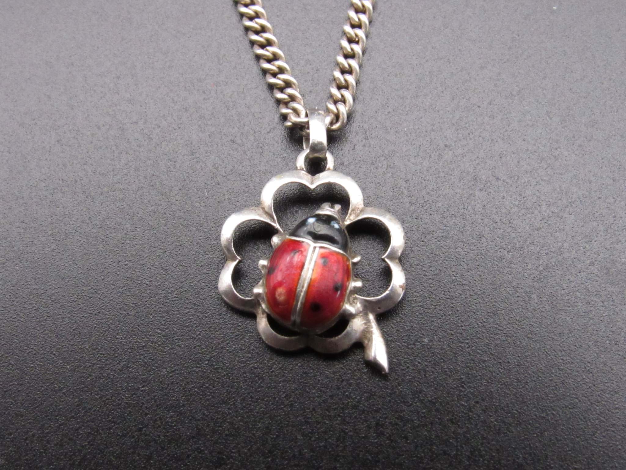 Silber Marienkäfer Anhänger mit Silberkette, 835, Glücksbringer ★ sofort kaufen bei uns im ...